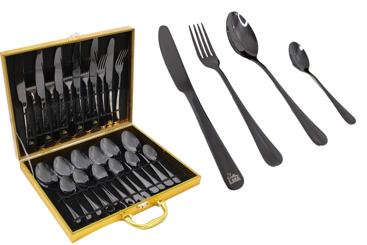 LMA 24 Piece Cutlery Set & Golden Storage Case | Mmaraka Ecommerce